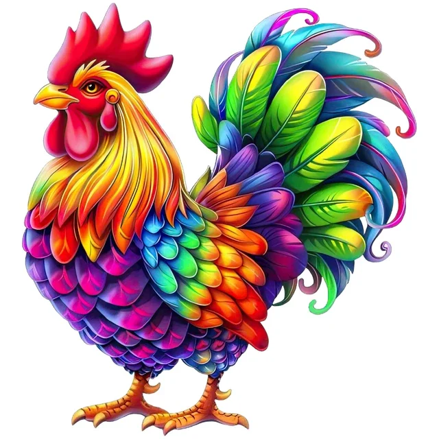DOPASTICKER Rainbow Rooster Sticker Beautiful Colorful Vivid Bright ...