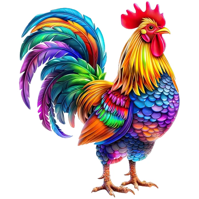 DOPASTICKER Rainbow Rooster Sticker Beautiful Colorful Vivid Bright ...