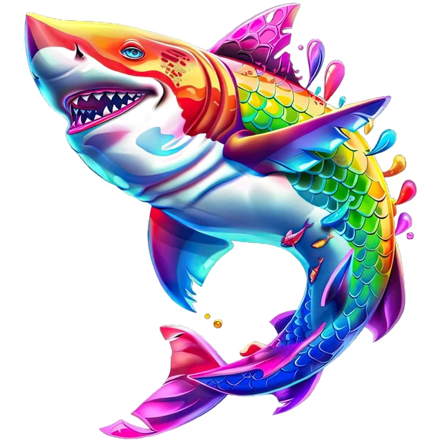 DOPASTICKER Rainbow Shark Sticker Beautiful Colorful Vivid Bright ...
