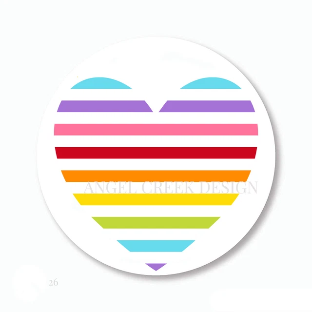 DOPASTICKER Rainbow Striped Heart Scrapbook Stickers Heart Heart Favor ...