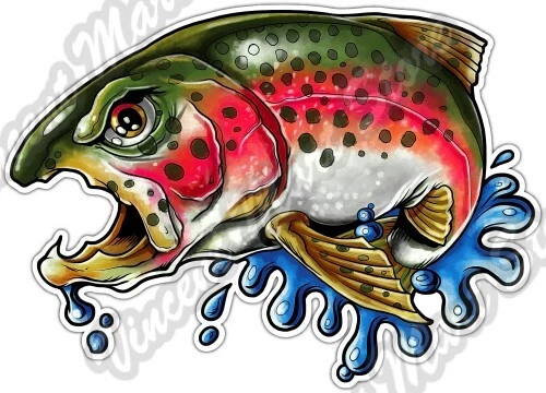 DOPASTICKER Rainbow Trout Fish Fishing Fisherman Car Sticker Decal ...