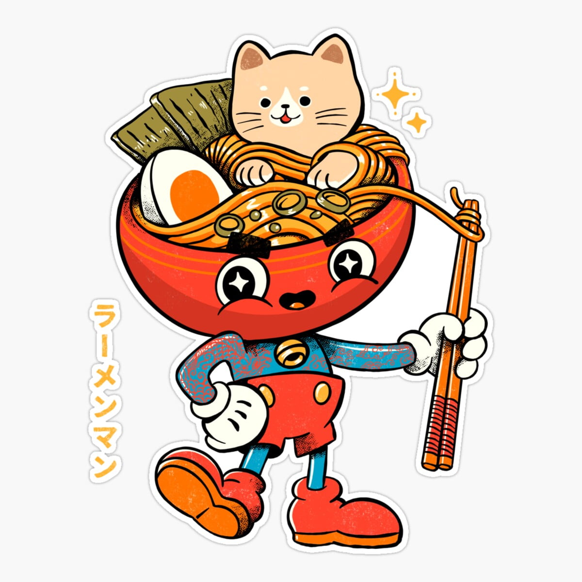 DOPASTICKER Ramen Man And Cat Sticker, Phone Sticker Car Stickers ...