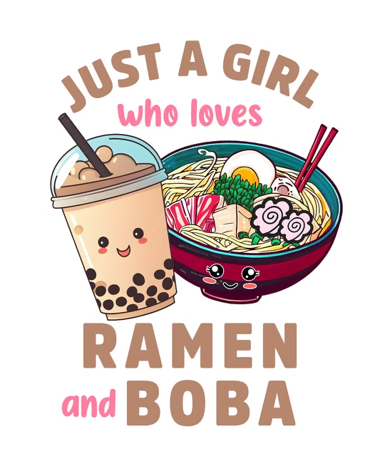 DOPASTICKER Ramen Sticker Girl Boba Loves Asian Cuisine Food Delicious ...