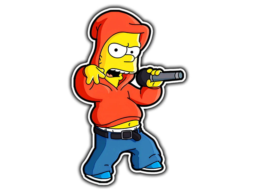 DOPASTICKER Rapping Bart Sticker Decal Phone Decal Water Bottle ...