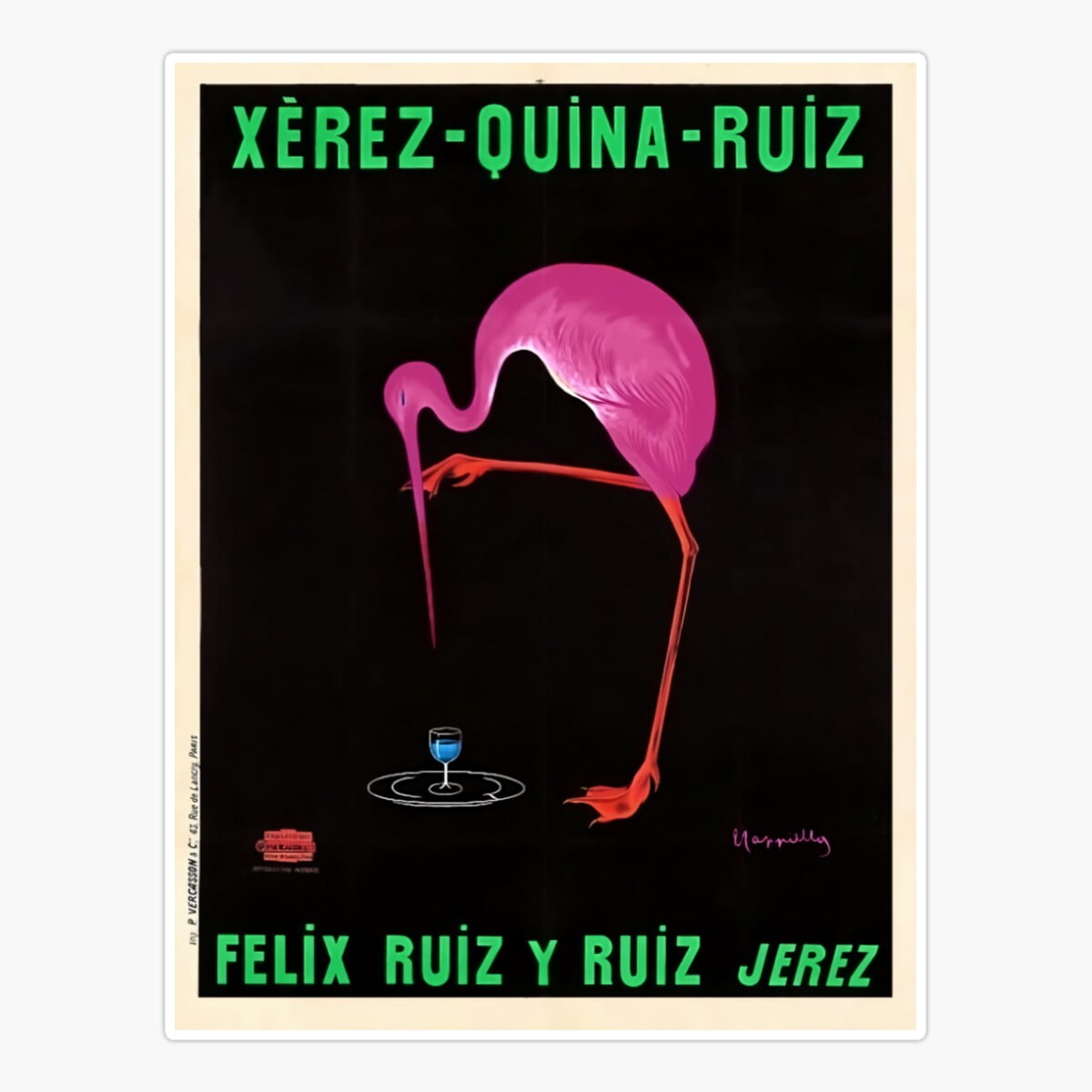 DOPASTICKER Rare Aperitif Pink Flamingo Xerez-Quina-Ruiz 1905 Liquor ...