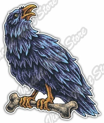 DOPASTICKER Raven Black Crow On Human Bone Scary Bird Car Sticker Decal ...