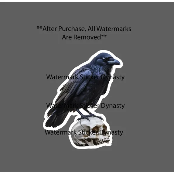 DOPASTICKER Raven Skull Sticker Bones Bird Horror Scary Sticker Phone ...