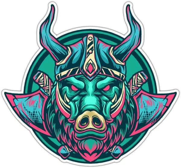 DOPASTICKER Razorback Boar Hog Viking Axe Car Window Sticker Decal ...