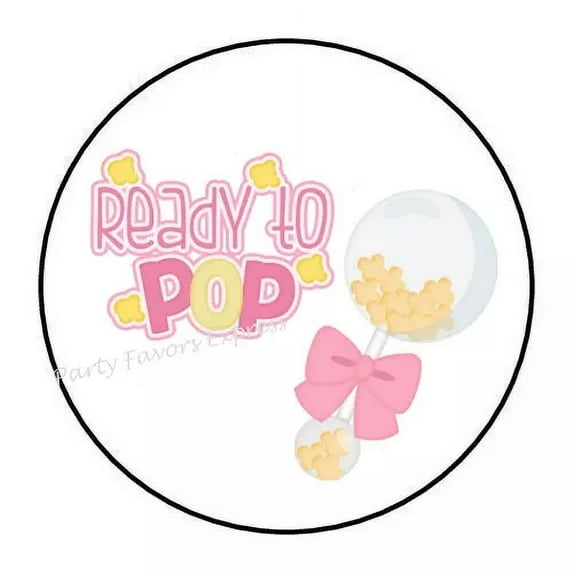 DOPASTICKER Ready To Pop Baby Shower Pink Stickers Favor Phone Decal ...