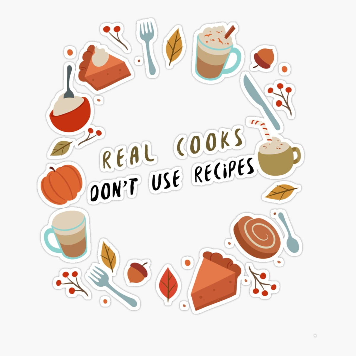 DOPASTICKER Real Cooks Don'T Use Recipes Apron Sticker, Phone Sticker ...