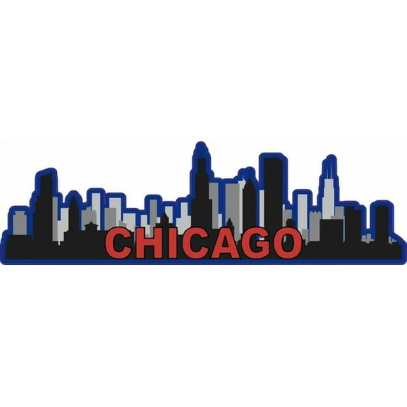 DOPASTICKER Red And Blue Chicago Skyline Sticker Phone Sticker, Latop ...
