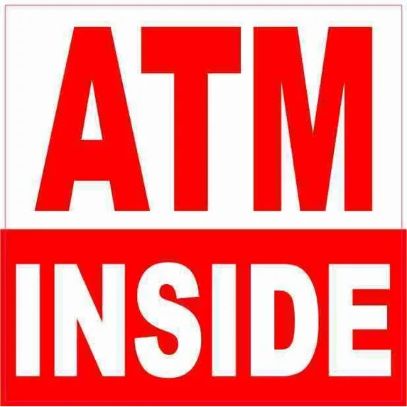 DOPASTICKER Red And White Atm Inside Sticker Business Bank Stickers ...
