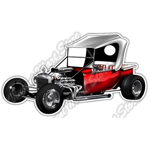 DOPASTICKER Red Bucket Car Vintage Antique Classic Vehicle Sticker ...
