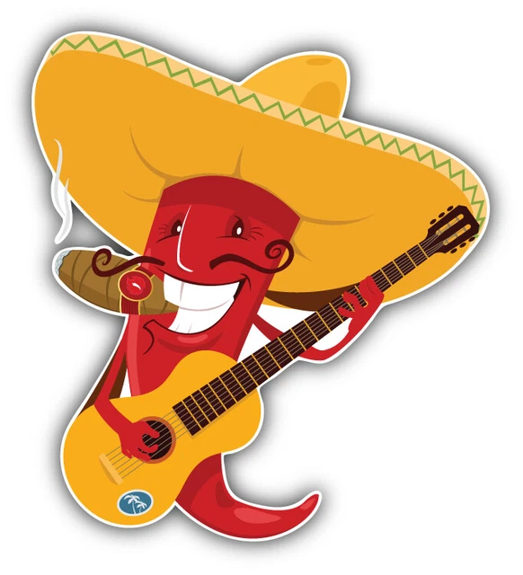 DOPASTICKER Red Chili Pepper Guitarist Car Sticker Phone Decal Water ...