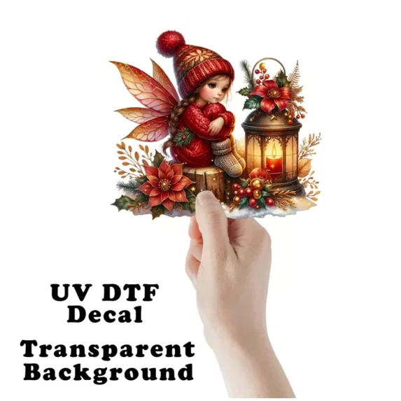 DOPASTICKER Red Chris.Tmas Fairy And Chris.Tmas Lantern Sticker ...