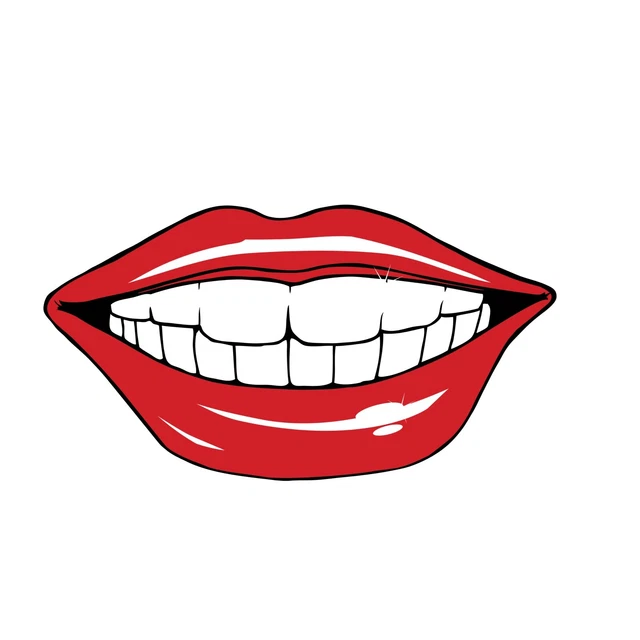 DOPASTICKER Red Lips Sticker Large Smile Teeth Girl Fashion Woman Chic ...