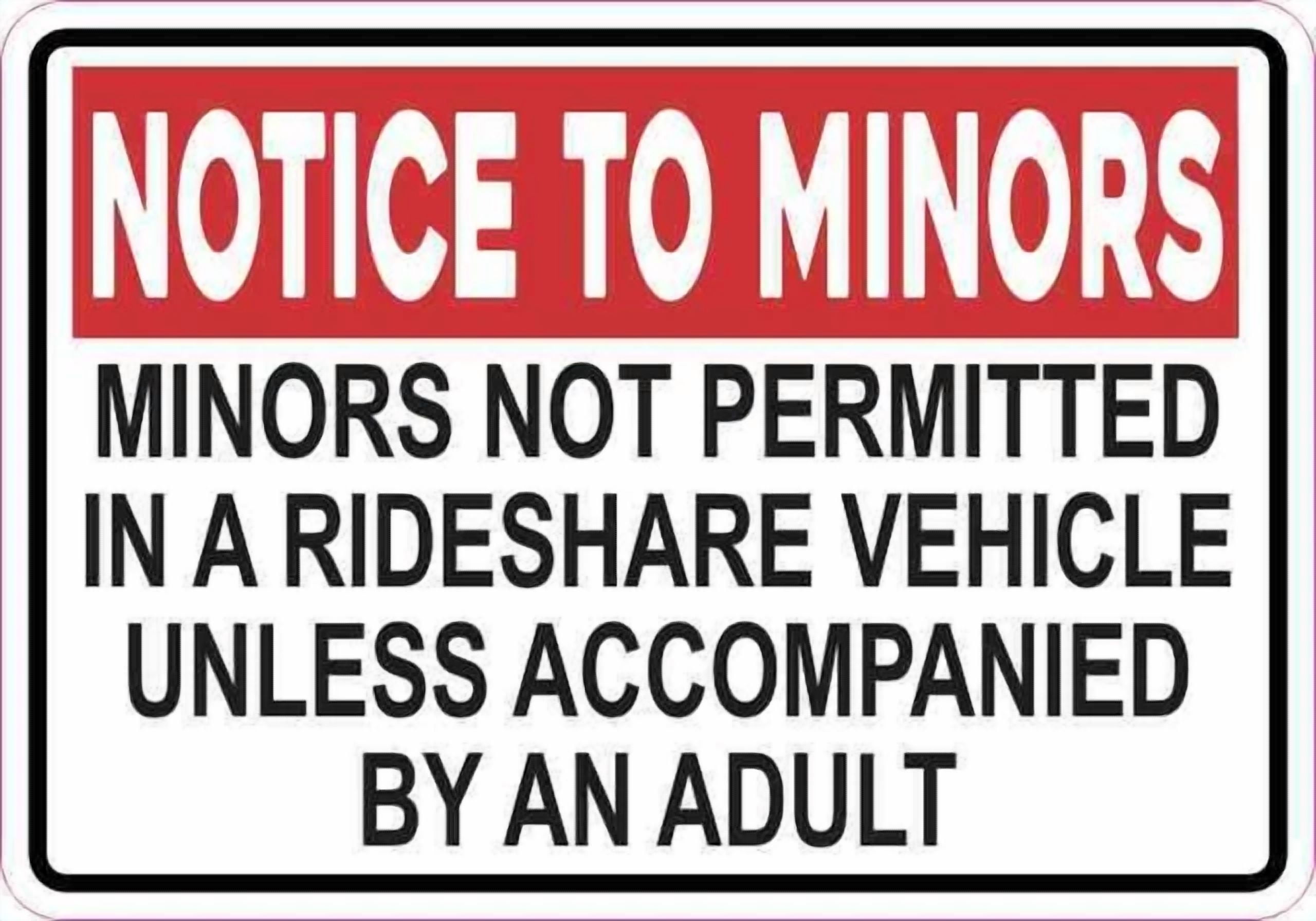 DOPASTICKER Red Minors Not Permitted In A Rideshare Sticker Car Sticker ...