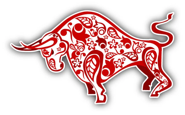 DOPASTICKER Red Ox Chinese Horoscope Sticker Decal Phone Decal Water ...