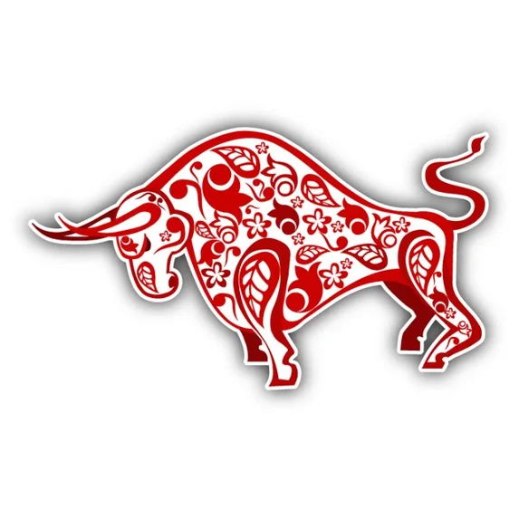 DOPASTICKER Red Ox Chinese Horoscope Sticker Decal Phone Decal Water ...