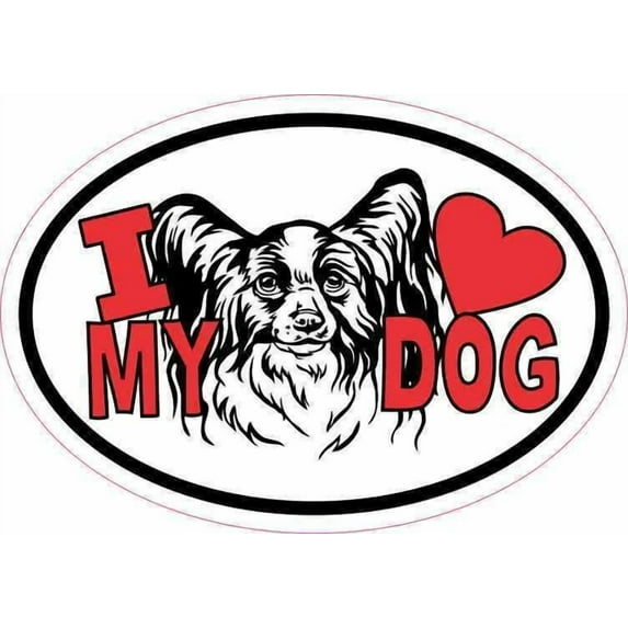 DOPASTICKER Red Papillon Oval I Love My Dog Sticker Phone Sticker ...