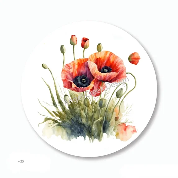 DOPASTICKER Red Poppy Flowers Scrapbook Stickers Floral Poppies Phone ...