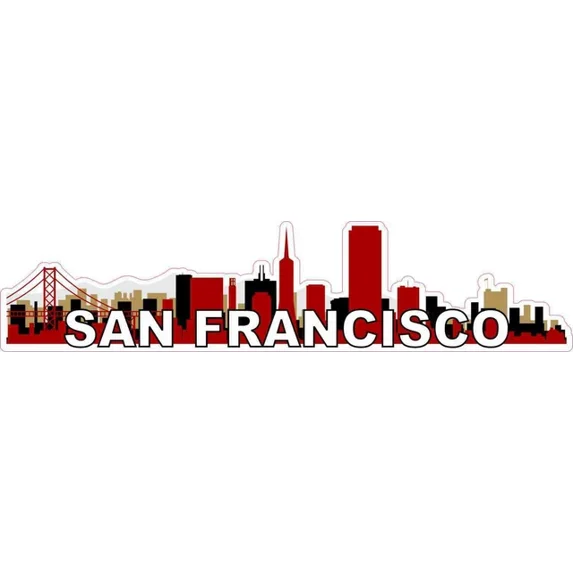 DOPASTICKER Red San Francisco Skyline Sticker Phone Sticker, Latop ...