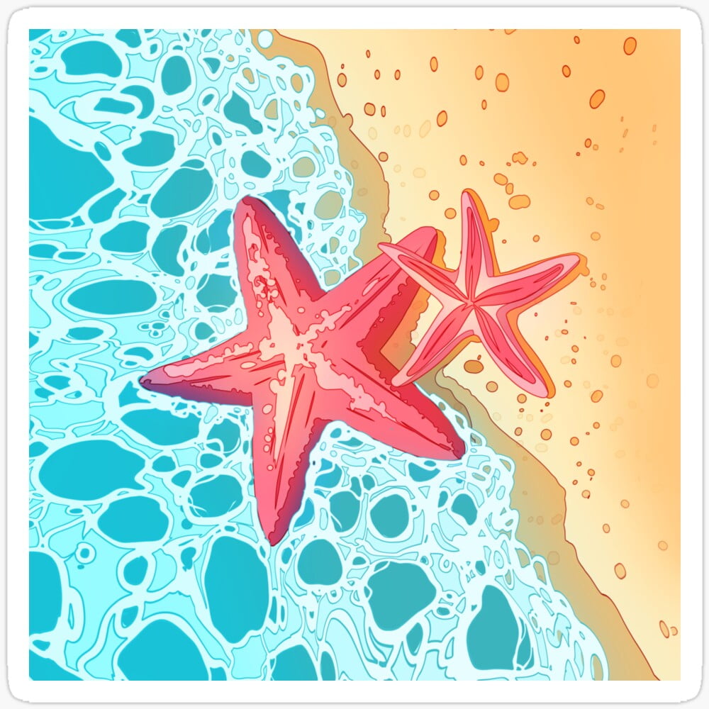 DOPASTICKER Red Sea Stars And The Ocean Sticker Phone Decal Water Bottle Stickers, Cars Stickers ...