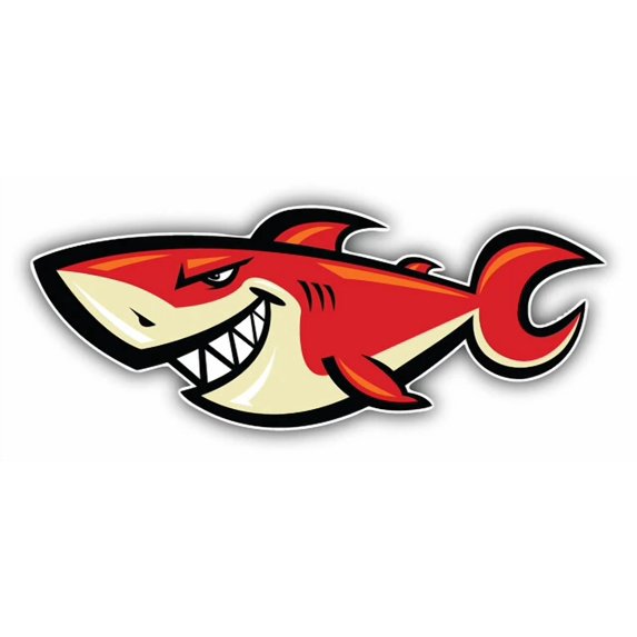 DOPASTICKER Red Shark Cartoon Sticker Decal Phone Decal Water Bottle ...