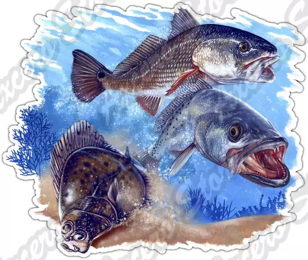 DOPASTICKER Red Speck Flounder Fishing Fish Fisherman Car Sticker Decal ...