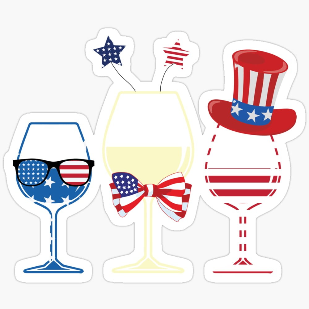 DOPASTICKER Red White And Blue Glasses, July 4Th Wine Glasses Sticker ...