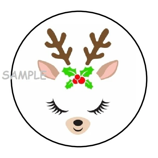 DOPASTICKER Reindeer Face Stickers Gifts Favor Phone Decal Water Bottle ...