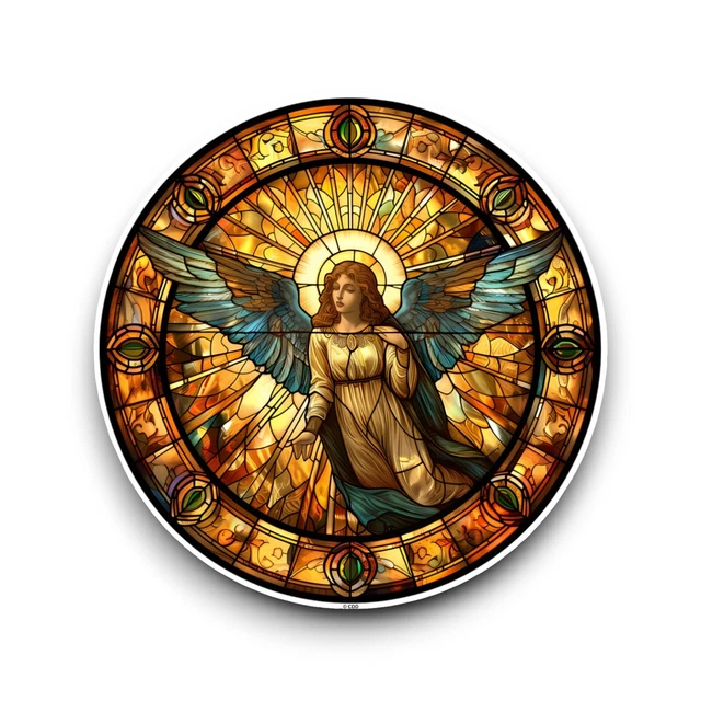 DOPASTICKER Religious Angel Stained Glass Style Window Design Opaque ...