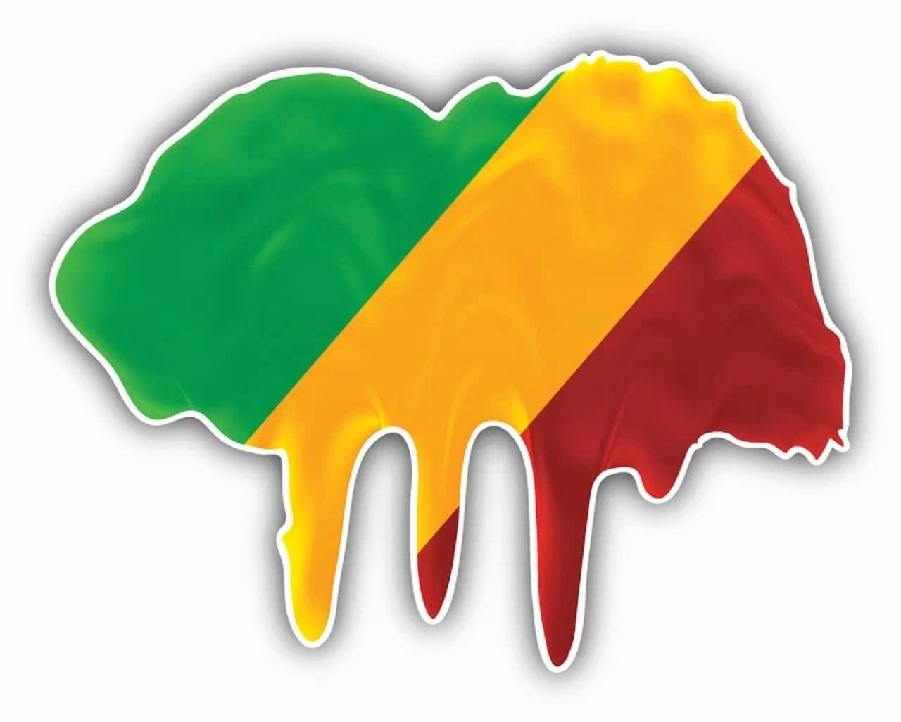 DOPASTICKER Republic Of Congo Flag Blot Sticker Decal Phone Decal Water ...