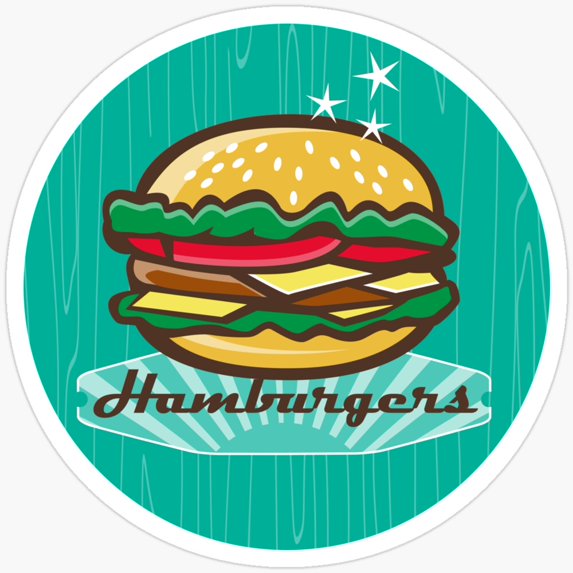 DOPASTICKER Retro 1950S Diner Hamburger Circle Sticker Phone Decal ...