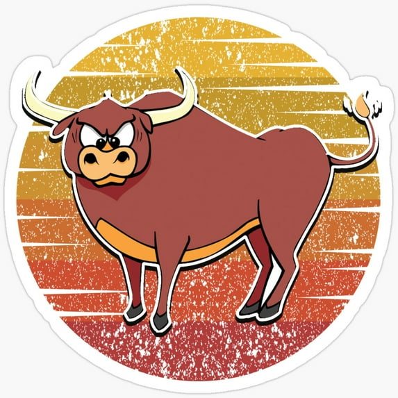 DOPASTICKER Retro Angry Bull Design For Vintage Cow Farmers Sticker ...