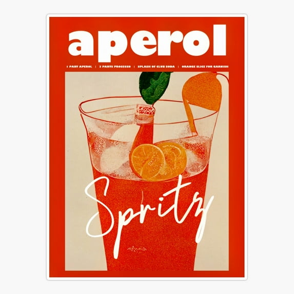 DOPASTICKER Retro Aperol Spritz Poster Orange Print Homebar, Kitchen ...