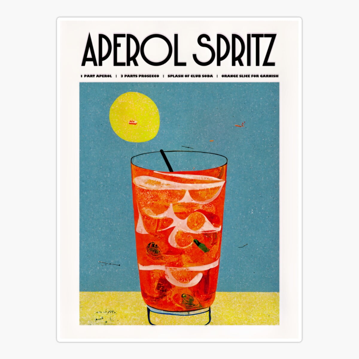 DOPASTICKER Retro Aperol Spritz Poster Sunshine Homebar, Kitchen Bar ...