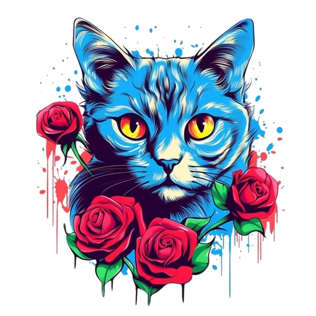 DOPASTICKER Retro Blue Cat Sticker Street Art Punk Edgy Hip-Hop Grunge ...