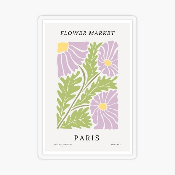 DOPASTICKER Retro Flower Market Paris Botanical Transparent Sticker ...