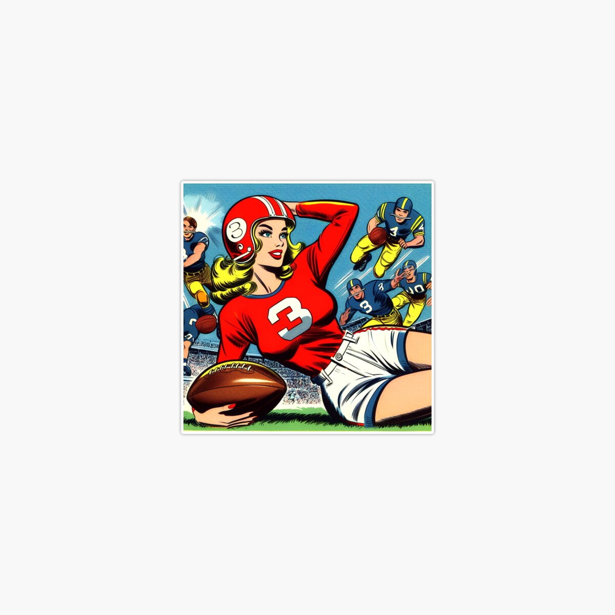 DOPASTICKER Retro Football Comics Girl Sticker, Phone Sticker Car ...