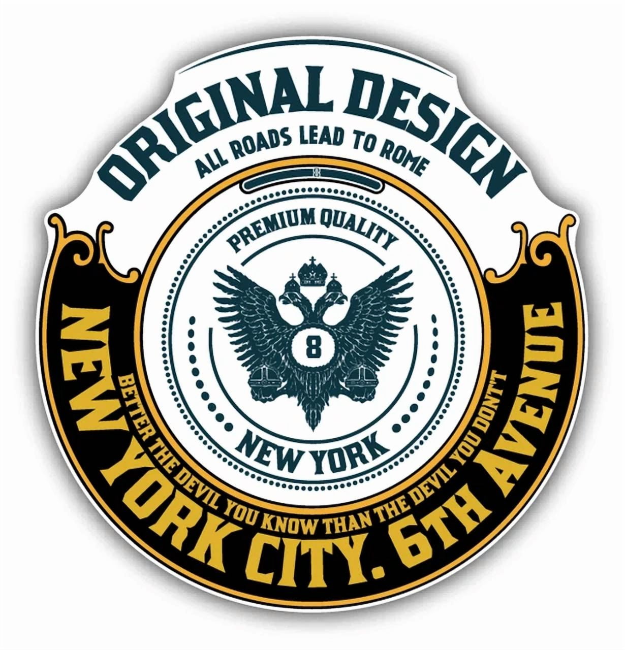 DOPASTICKER Retro Heraldic Emblem New York City Sticker Decal Phone ...