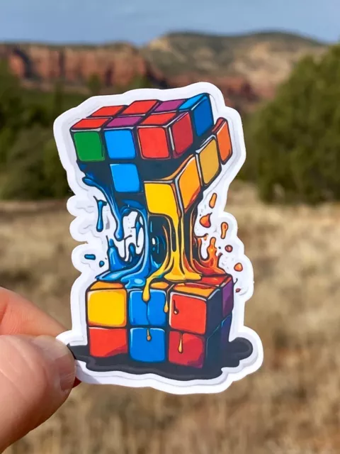 DOPASTICKER Retro Melting 80S Style Cube Game, Sticker, Colorful, Game ...