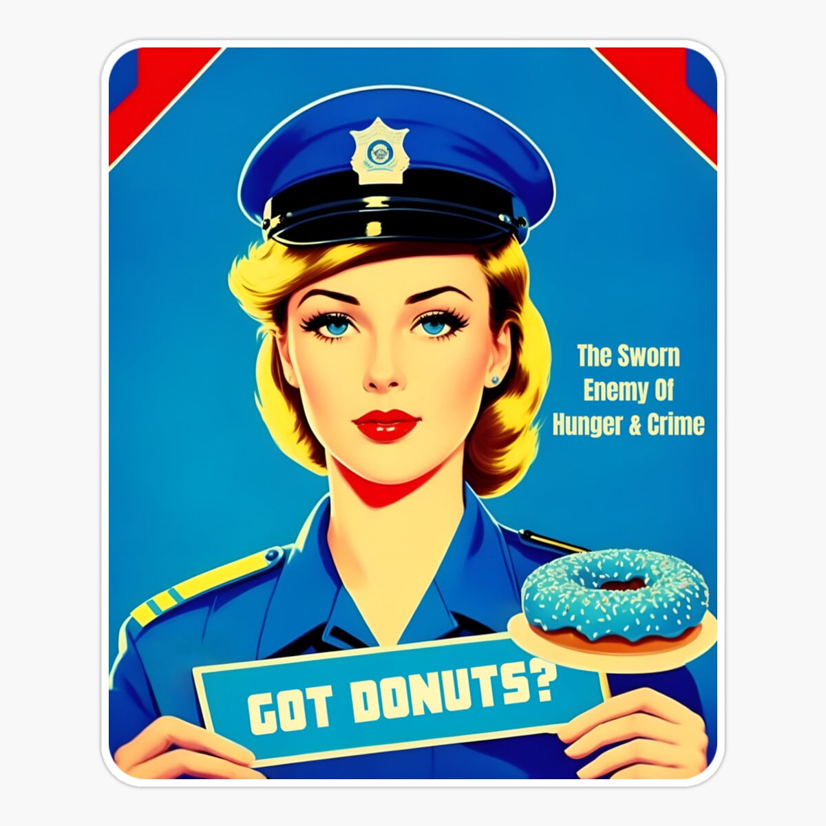 DOPASTICKER Retro Pop Art Style Cops & Donuts Sticker, Phone Sticker ...
