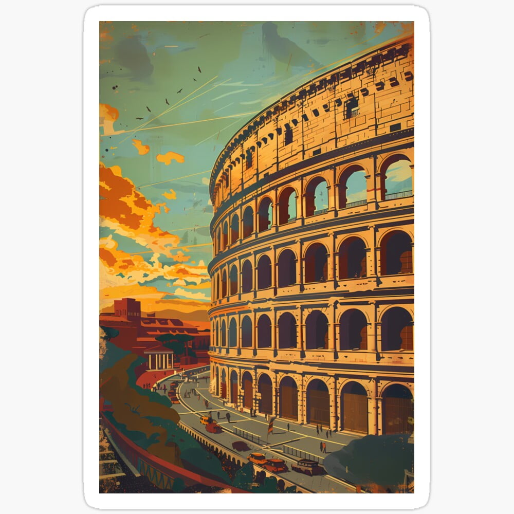 DOPASTICKER Retro Poster "The Colosseum" Sticker Phone Decal Water ...