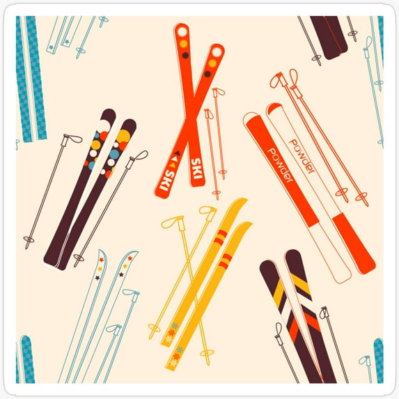 DOPASTICKER Retro Ski Pattern On Cream Sticker Birthday Gifts ...