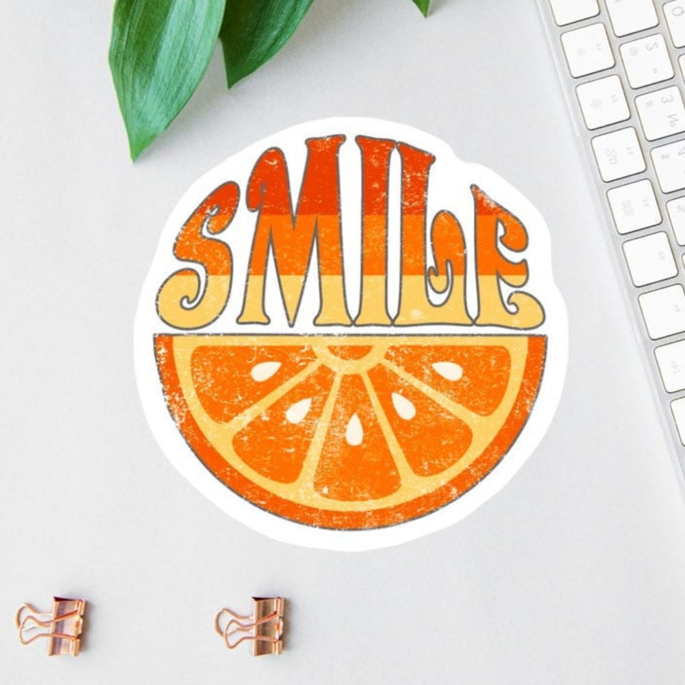 DOPASTICKER Retro Smile Sticker, Clear Laptop Sticker, Colorful Water ...