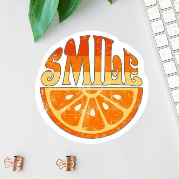 DOPASTICKER Retro Smile Sticker, Clear Laptop Sticker, Colorful Water ...