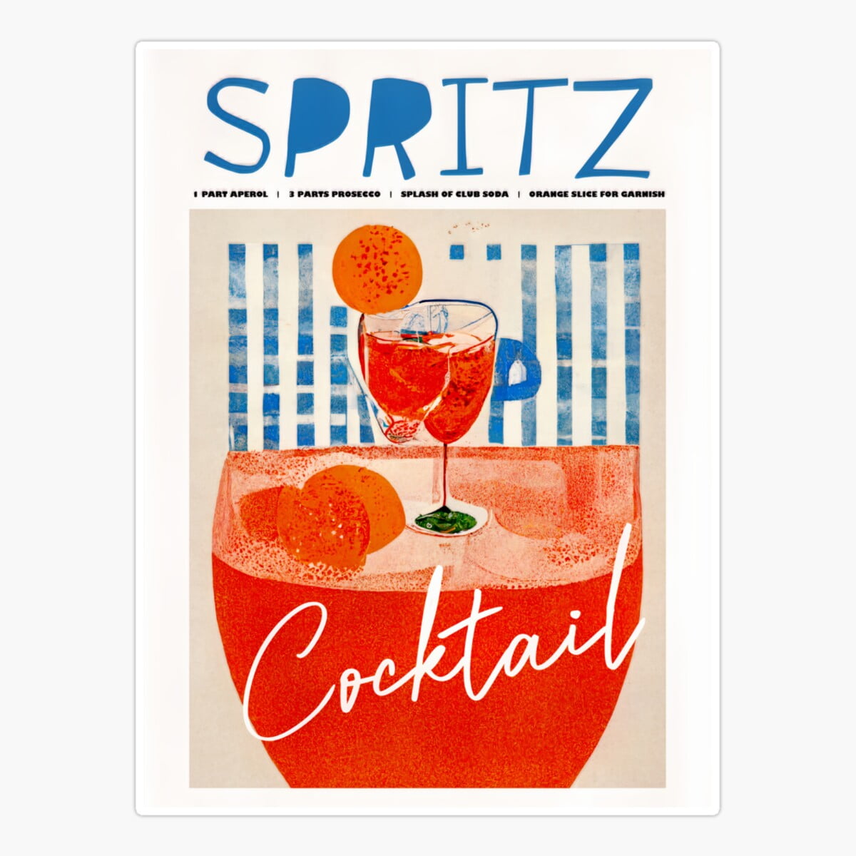 DOPASTICKER Retro Spritz Cocktail Poster Summer Picnic Homebar, Kitchen ...