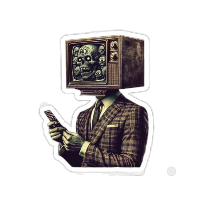 DOPASTICKER Retro Style Abstract Horror Tv Head Monster Apocalyptic ...