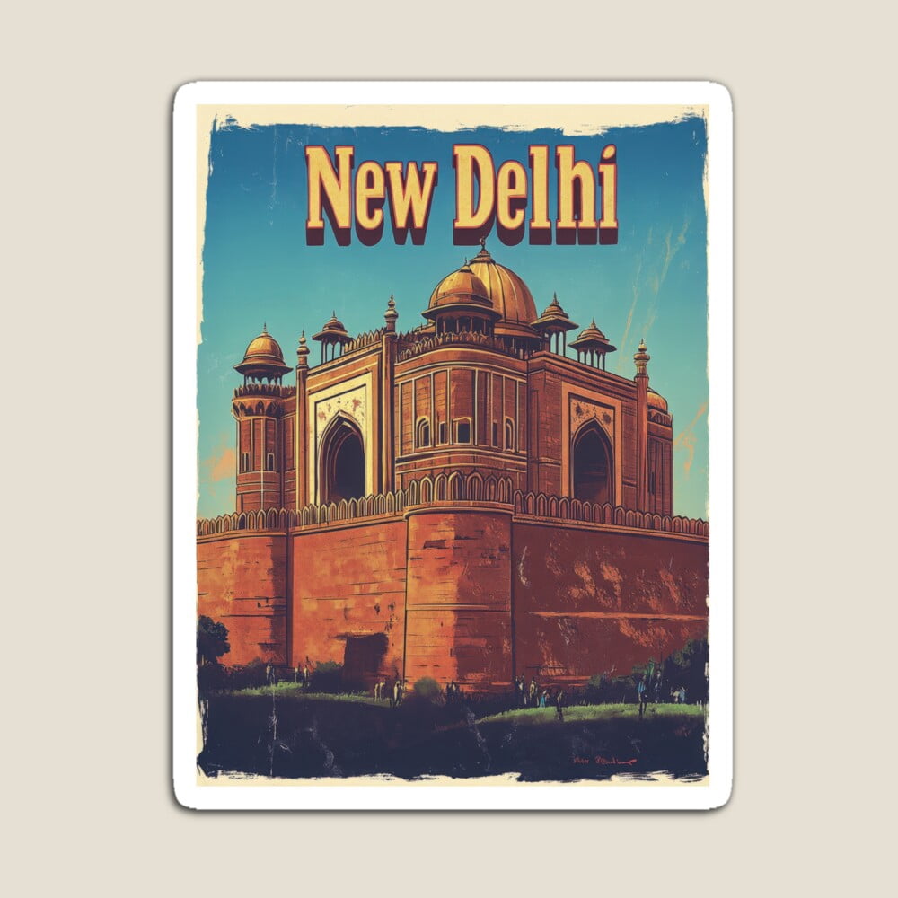 DOPASTICKER This Retro Travel Poster Captures The Essence Of New Delhi ...